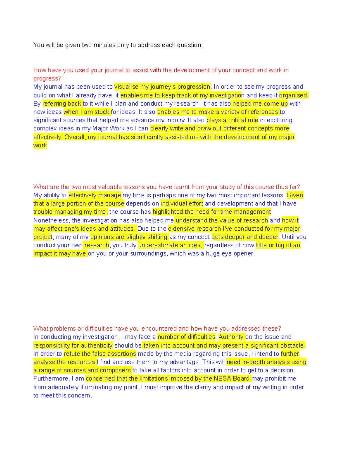 English Extension 2 HSC Major Work & Reflection Statement Guide - Studocu