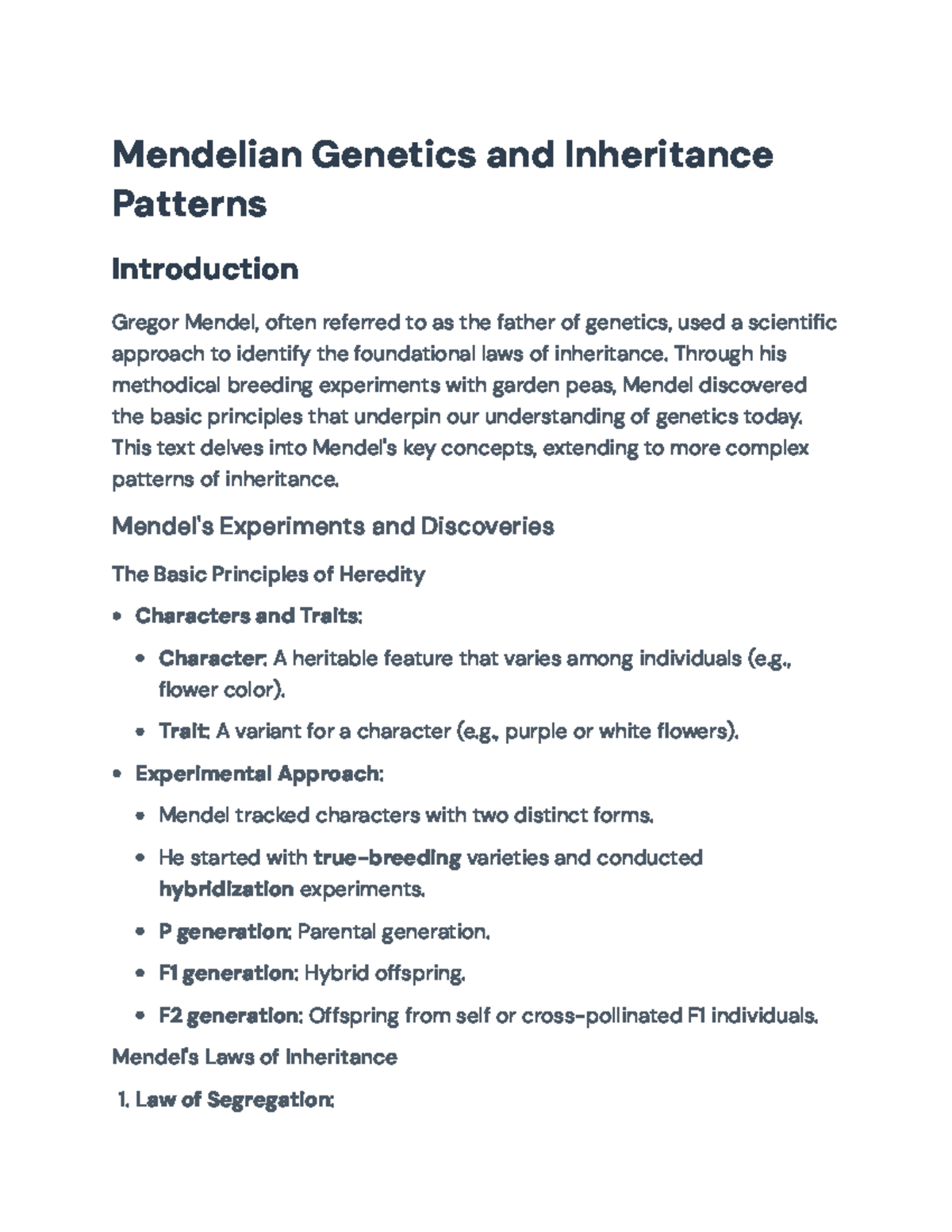 Mendelian Genetics and Inheritance Patterns: Key Concepts and ...