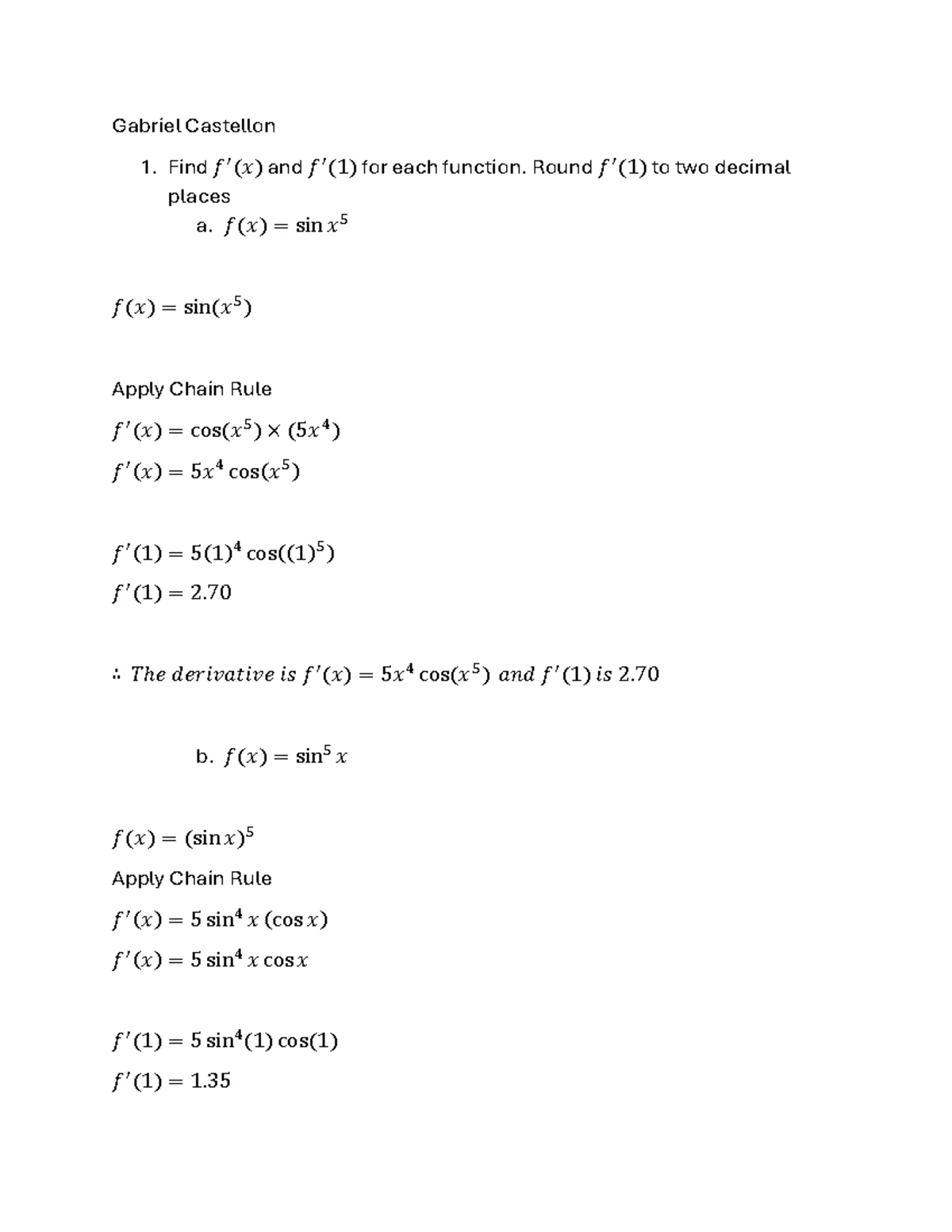 Unit 4 Assignment - Derivative Test and Function Analysis - Studocu