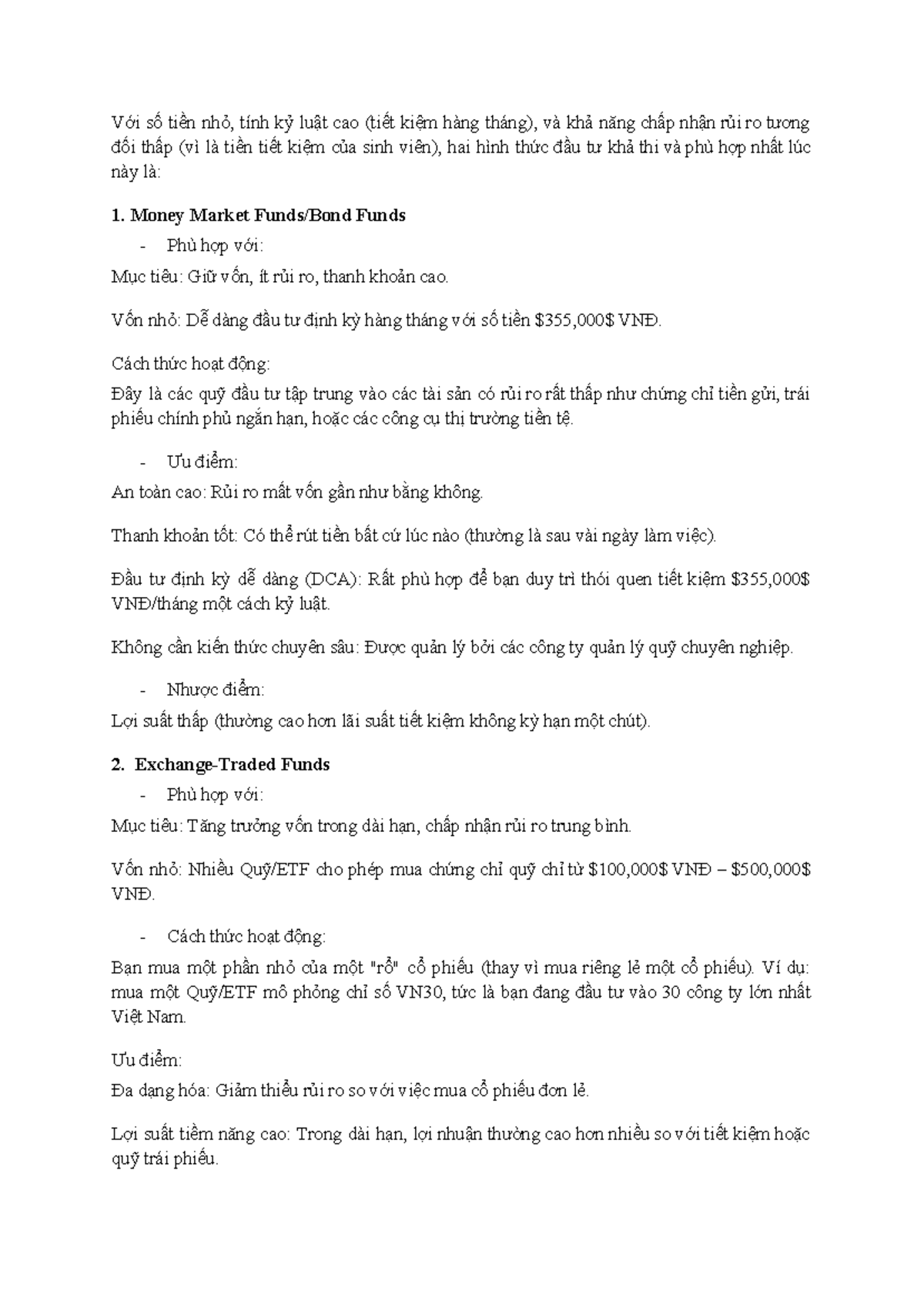Đầu Tư Tiết Kiệm Sinh Viên: Quỹ Thị Trường Tiền Tệ & Quỹ Đầu Tư (Week 8 ...