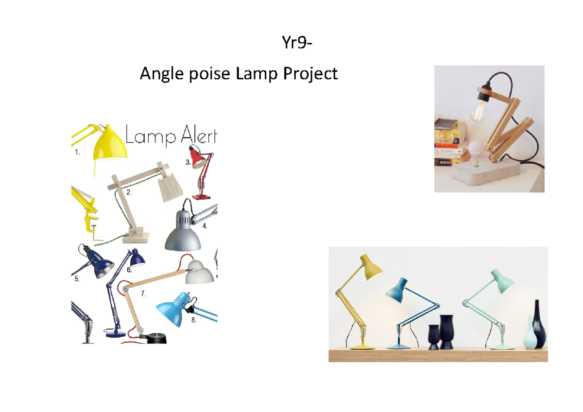 Yr9 Art Project: Designing & Making Angle Poise Lamps - Studocu