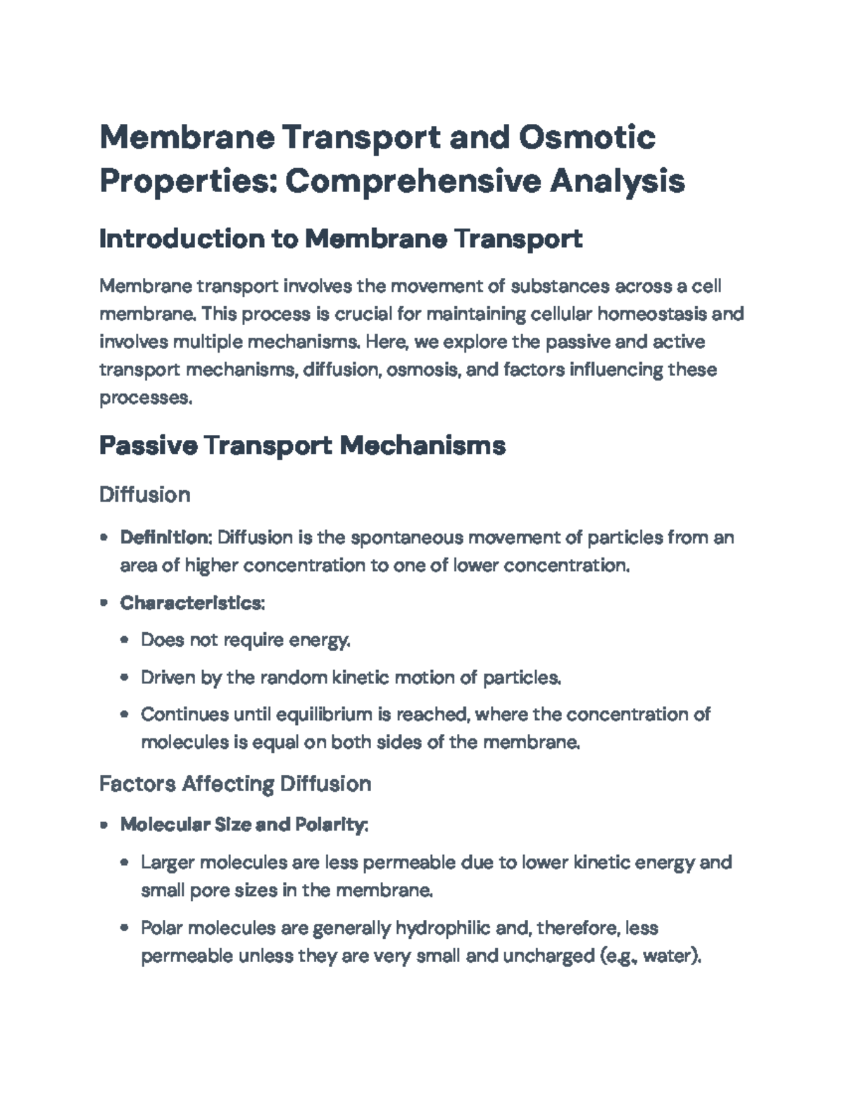 Membrane Transport & Osmotic Properties: A Detailed Analysis - Membrane ...