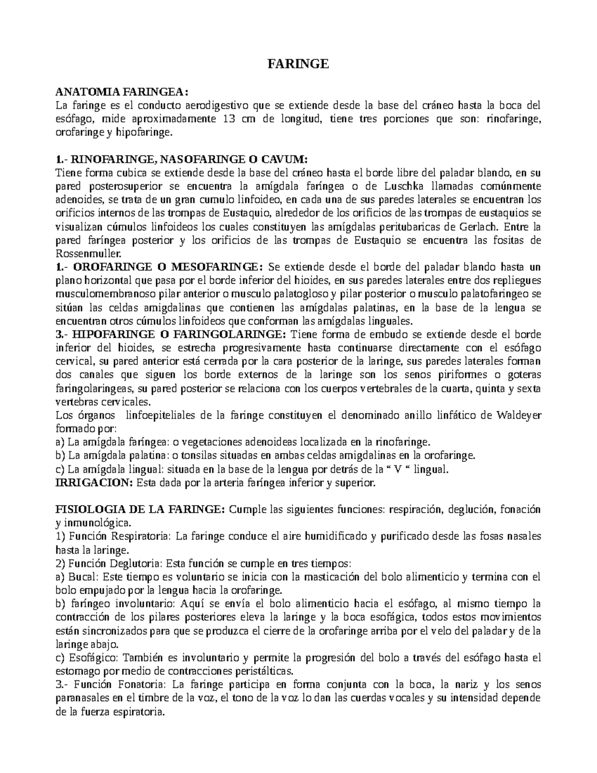 Exposición sobre la Anatomía y Fisiología de la Faringe - FAR 101 - Studocu