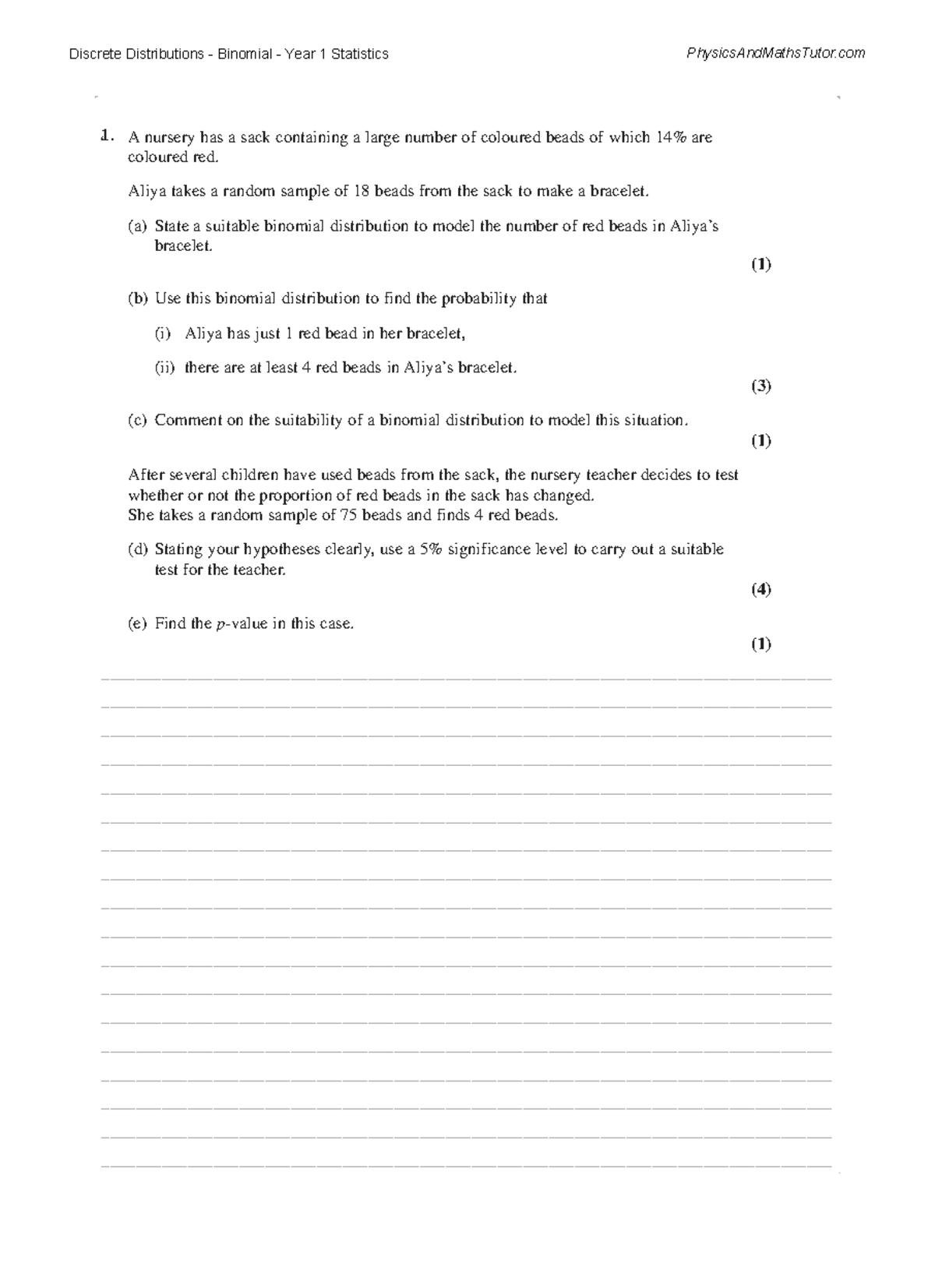 Discrete Distributions - Binomial QP Year 1 Statistics - Studocu