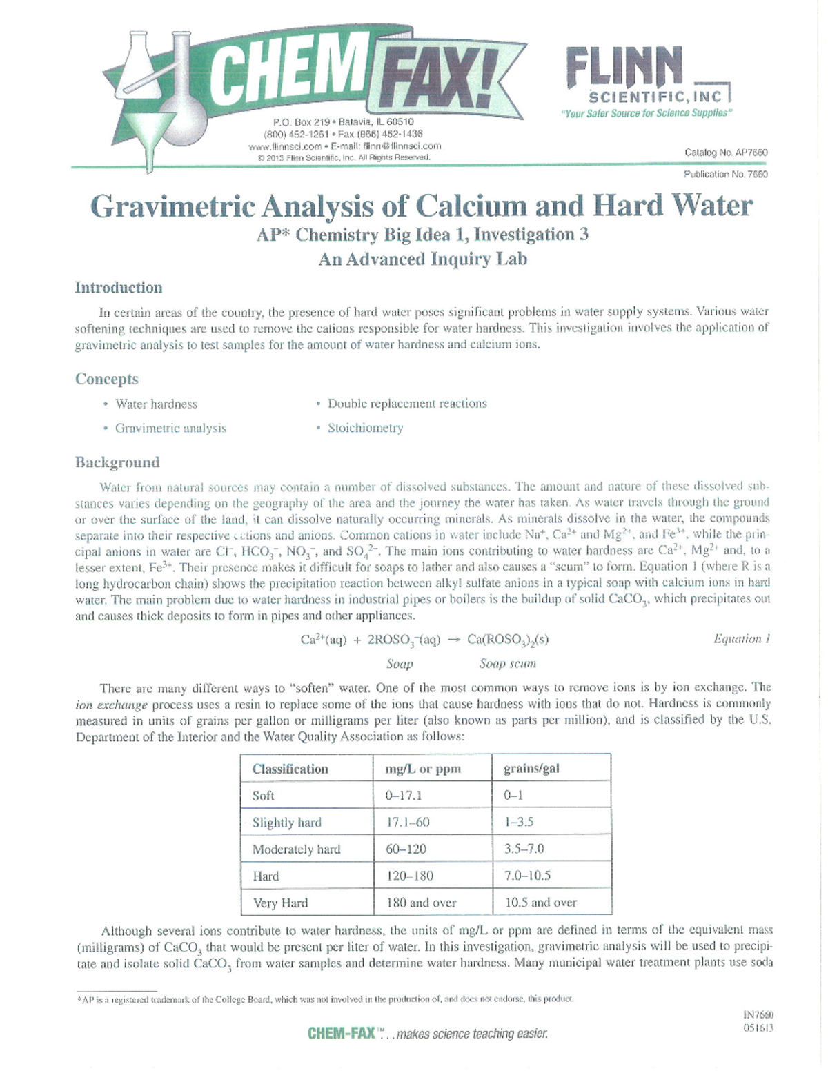 Gravimetric Analysis of Calcium & Hard Water (CHEM 7660 Lab Report ...