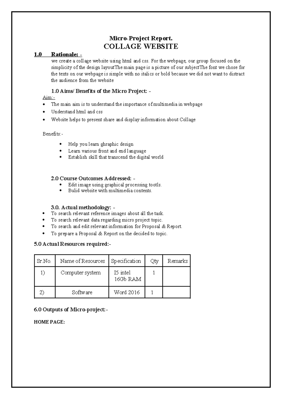 AMT Micro-Project Report: Creating a Collage Website with HTML/CSS ...