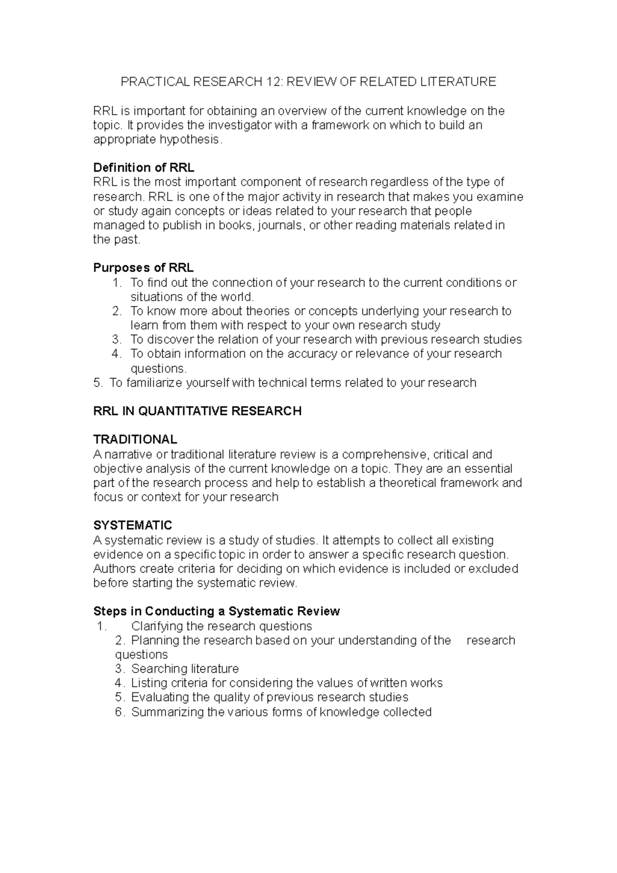 Midterm - Practical Research 12: Literature Review Techniques - Studocu