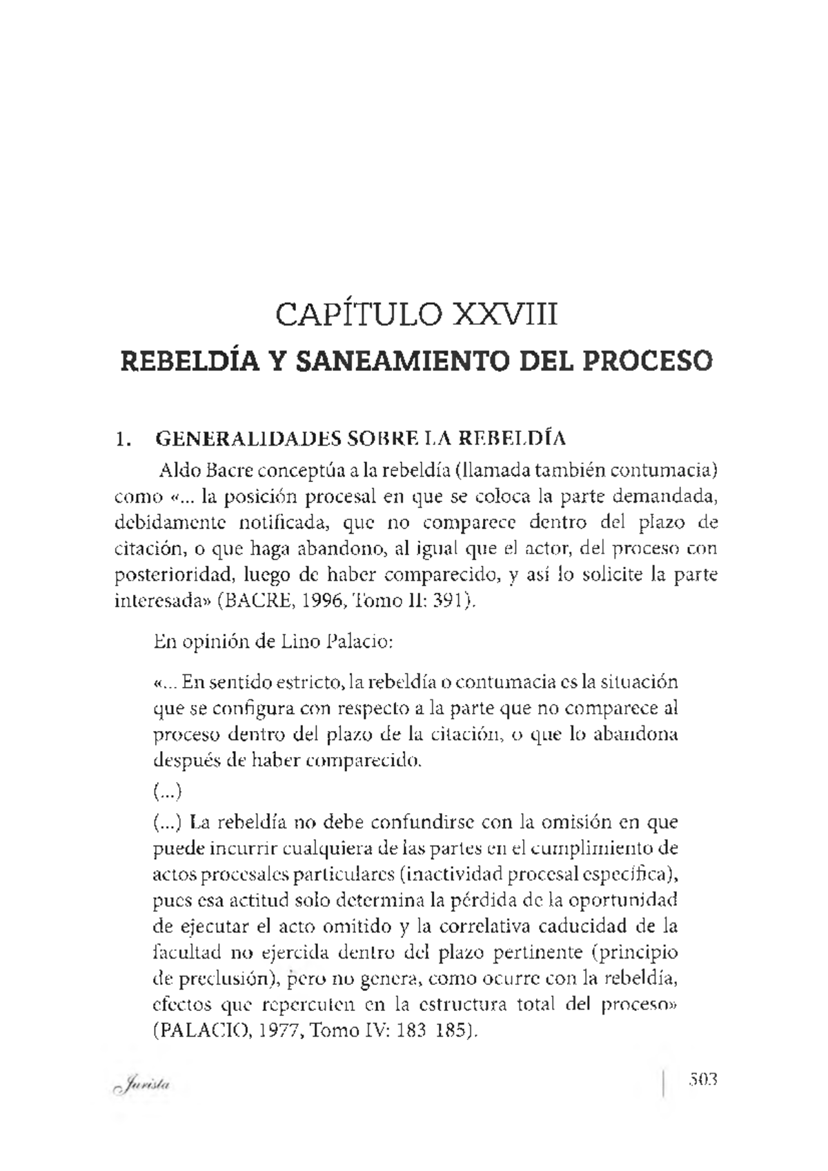 CAPÍTULO SOBRE REBELDÍA Y SANEAMIENTO DEL PROCESO (CPC) - Studocu