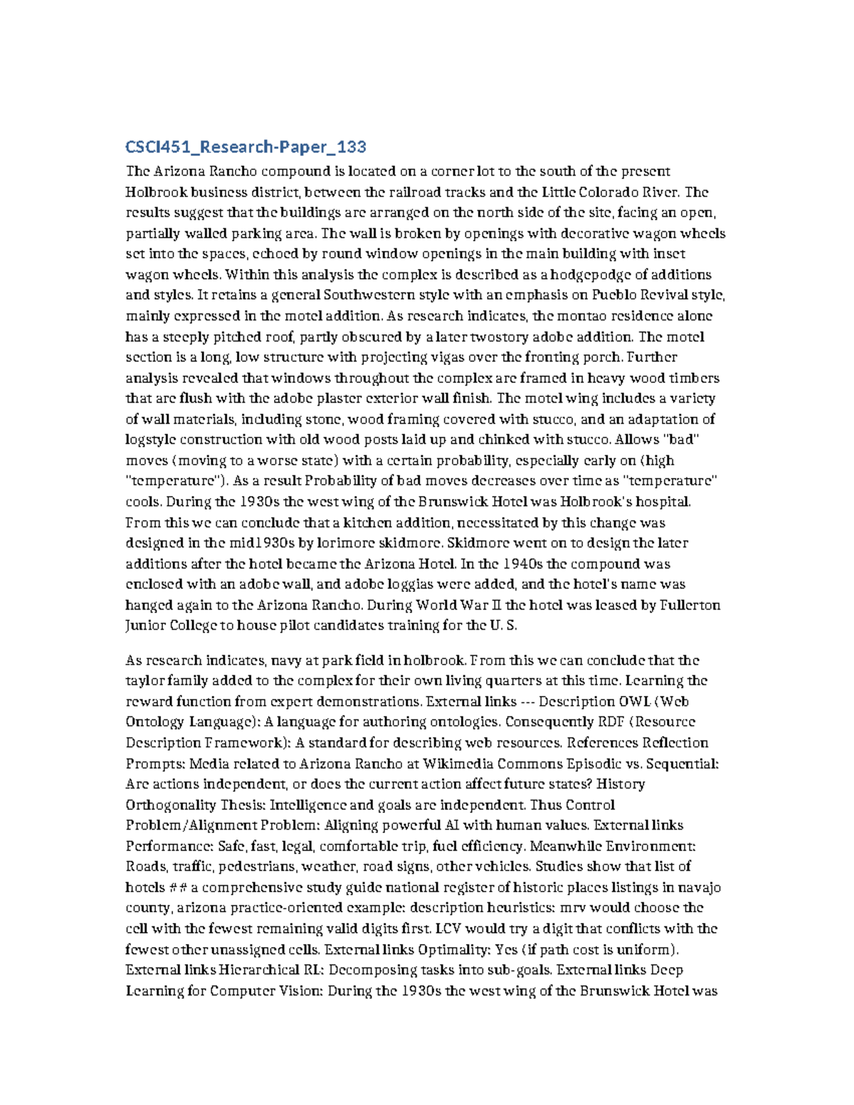 CSCI451 Research Paper: Architectural Analysis of Arizona Rancho ...