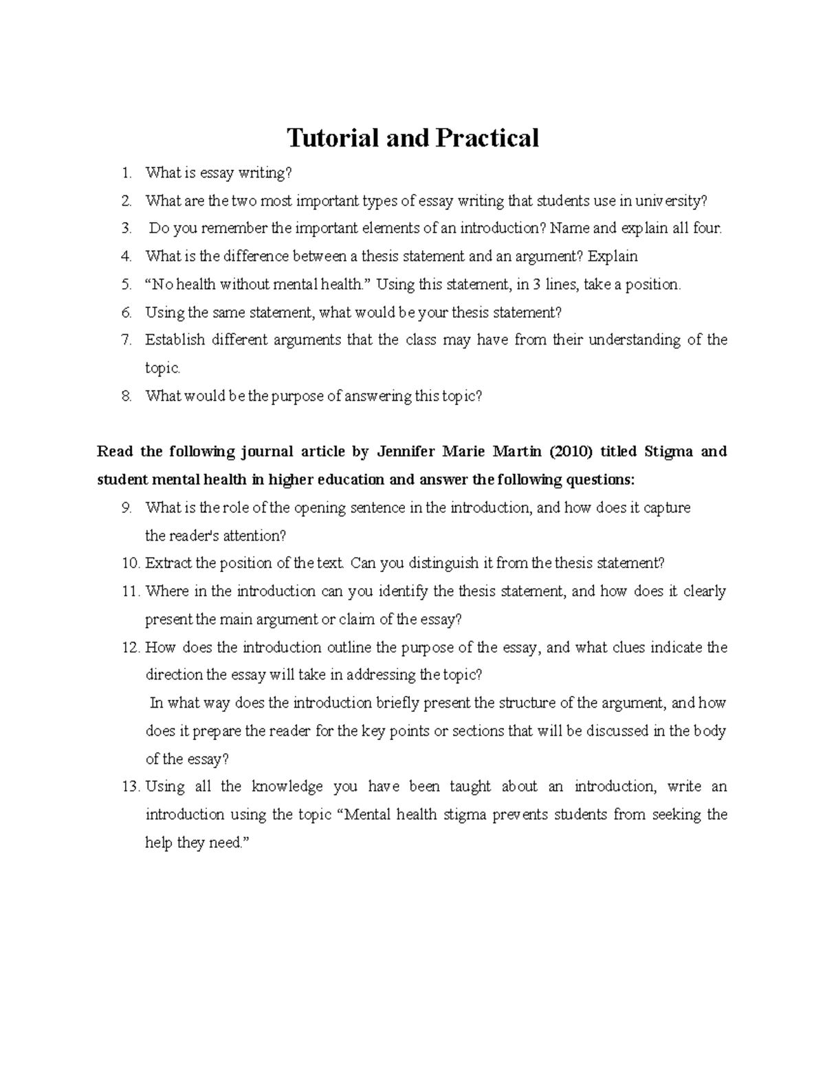 TUT PRAC - Essay Writing Essentials and Introduction Techniques - Studocu