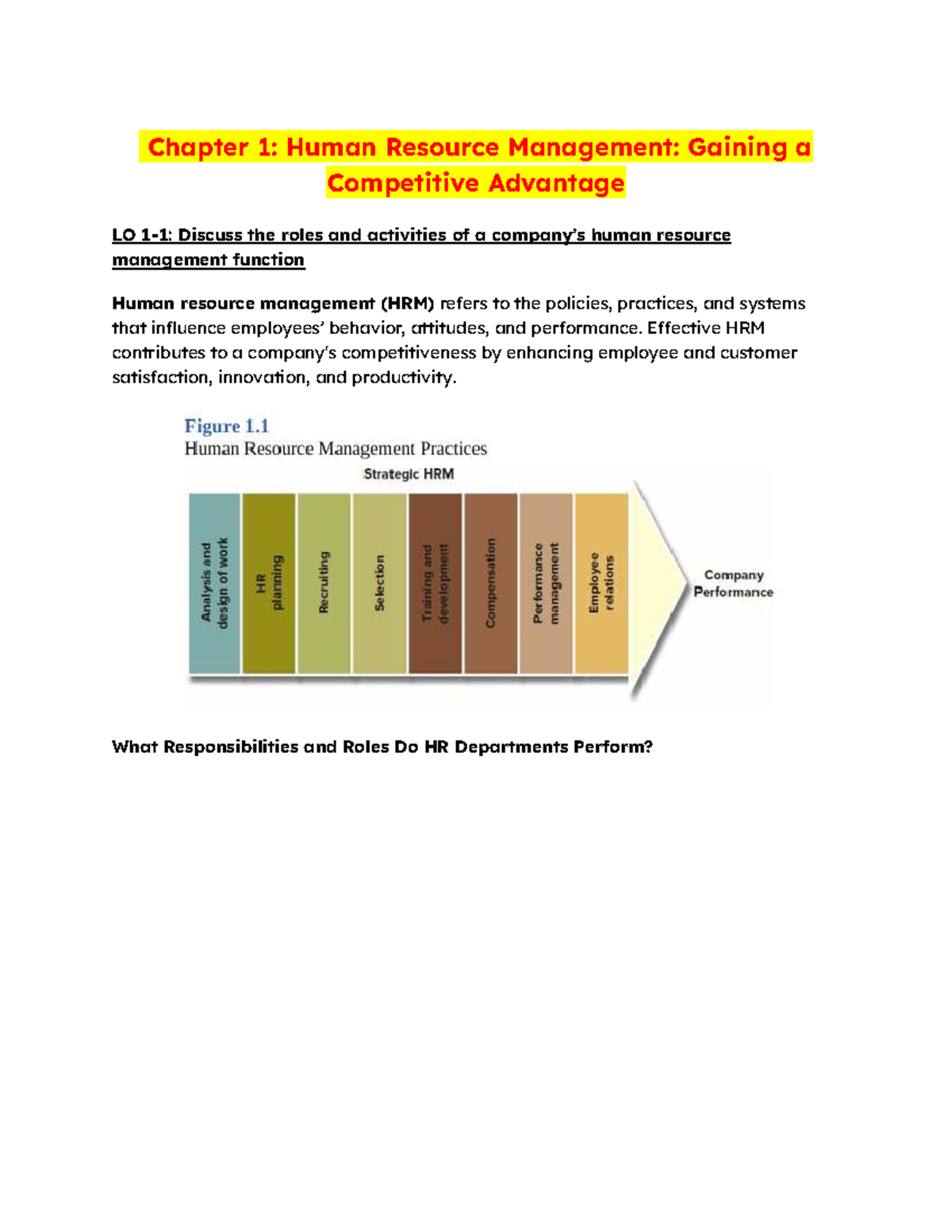HRM 101: Chapter 1 - Strategic Human Resource Management Notes - Studocu