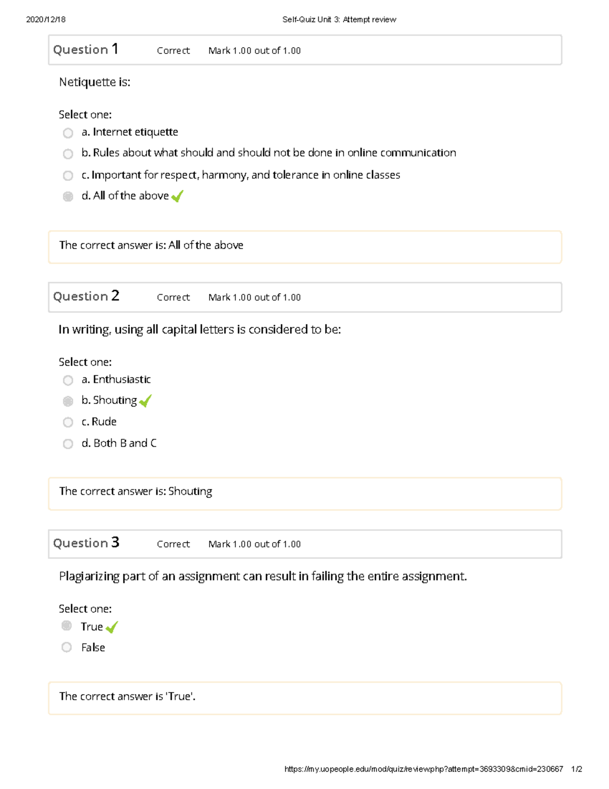 Self-Quiz Review for Unit 3 - Attempt 5 - Studocu