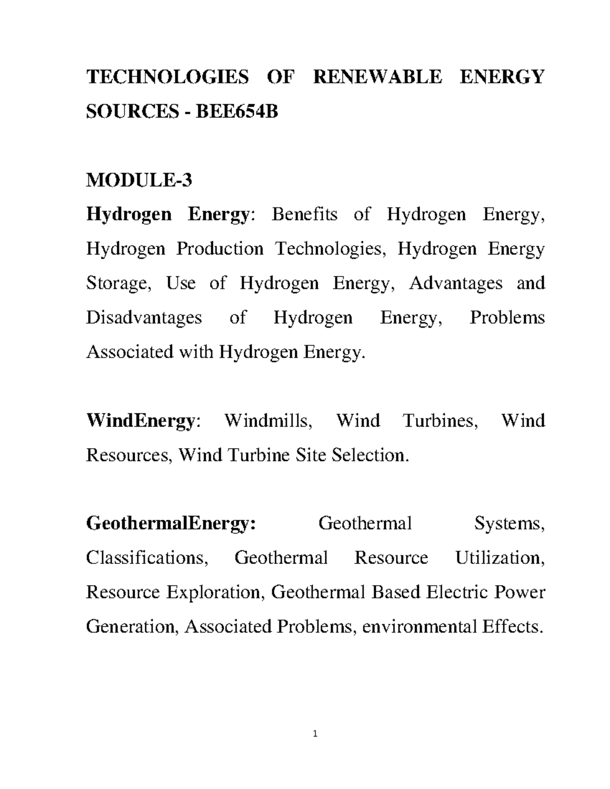 BEE654B: Technologies of Renewable Energy Sources - Hydrogen & Wind ...