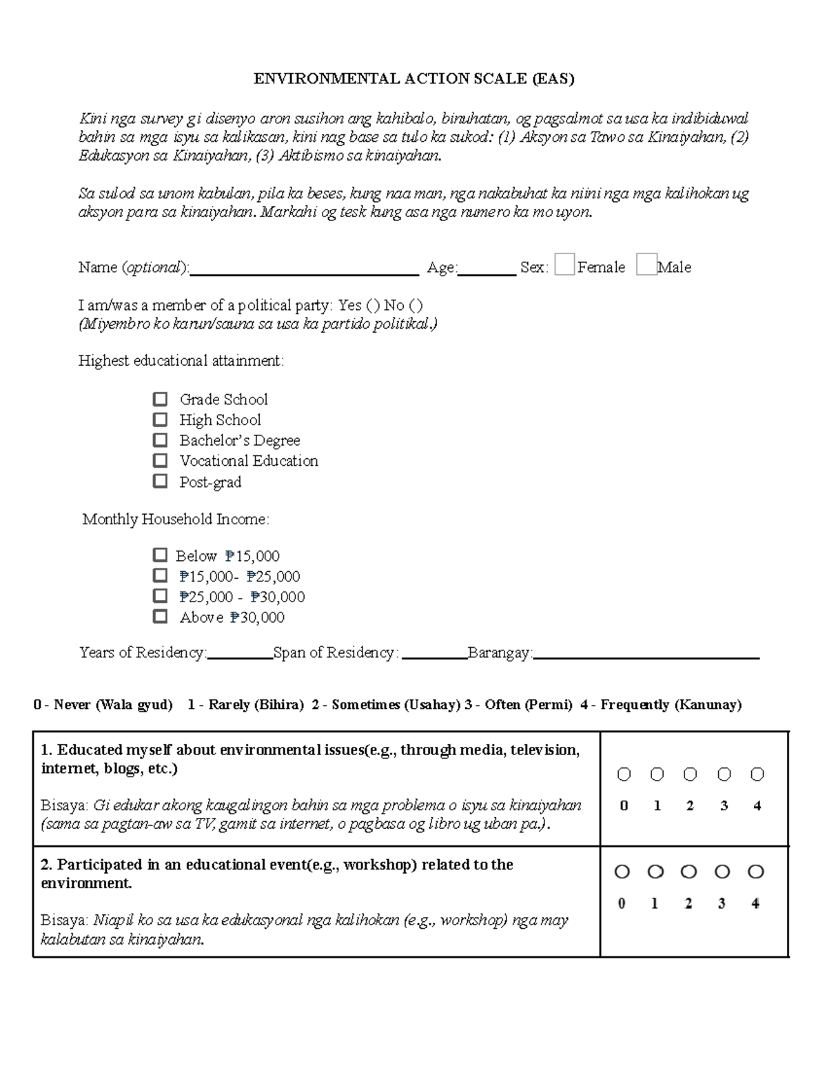 Translated Environmental Action Scale EAS 1 - ENVIRONMENTAL ACTION ...