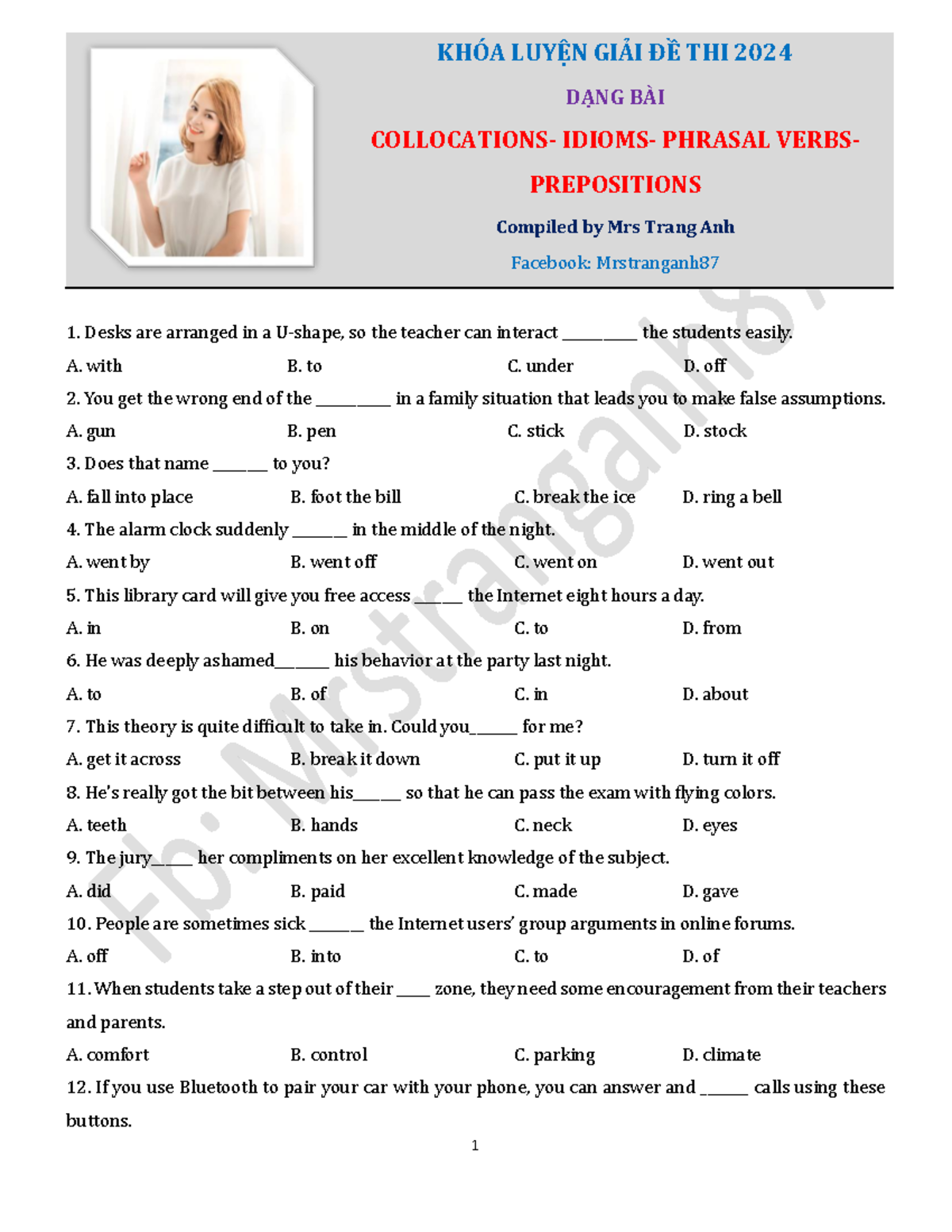 Collocations - idioms - phrasal verbs - prepositions - KHÓA LUYỆN GIẢI ...