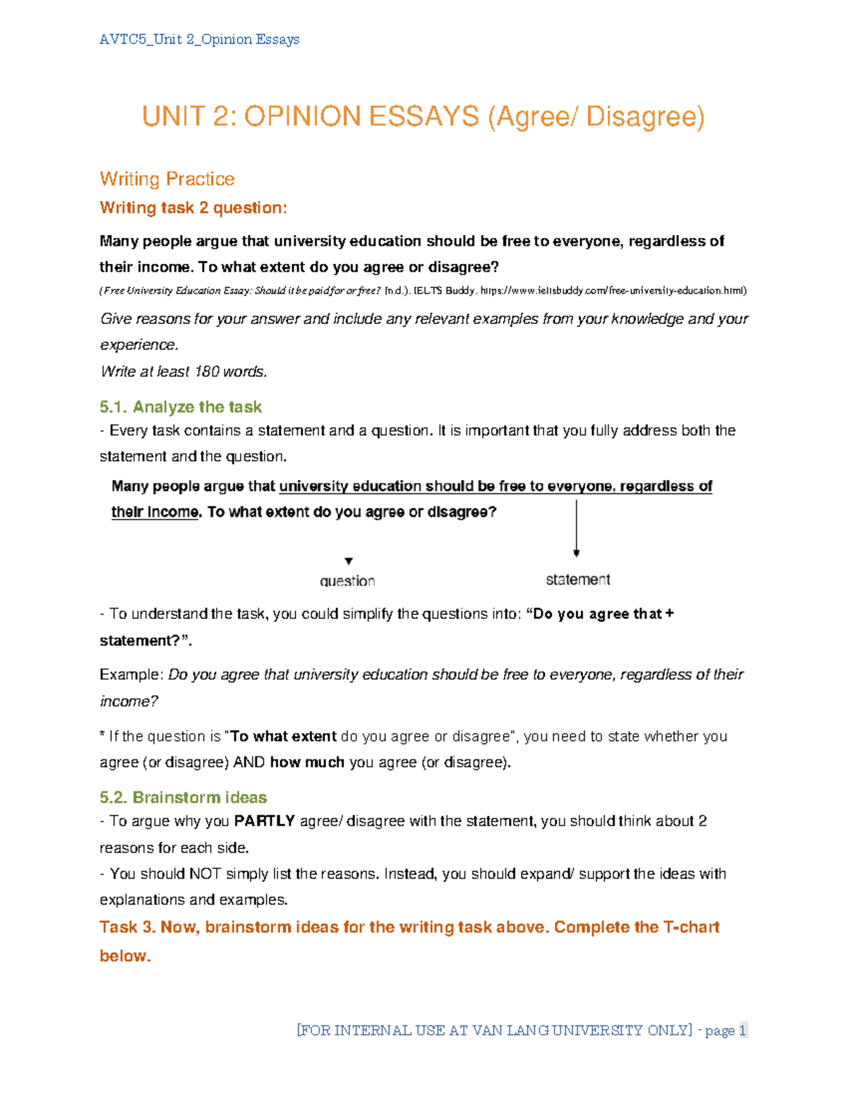[HK241 In Class] AVTC5 - Unit 2 Opinion Essay: Agree or Disagree Guide ...