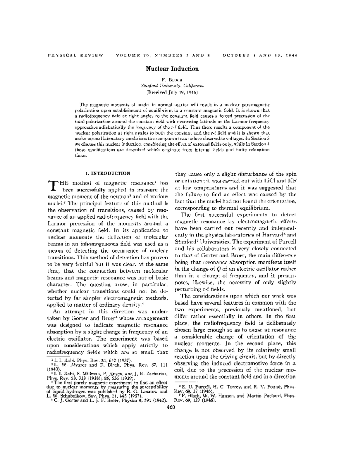 Nuclear Induction: Insights from Phys Rev Lecture Notes (PHY 70) - Studocu