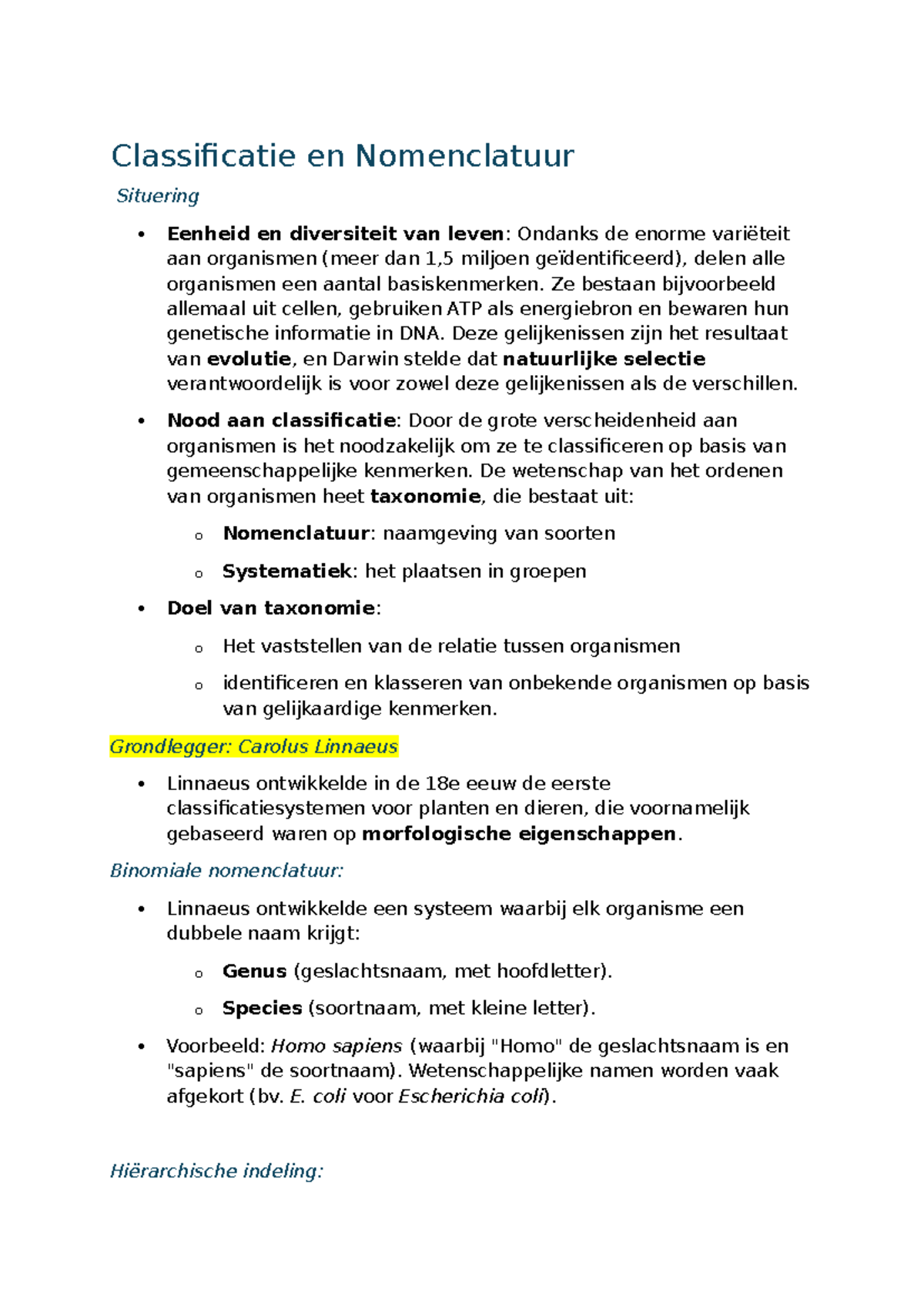 Classificatie en Nomenclatuur - Classificatie en Nomenclatuur Situering ...