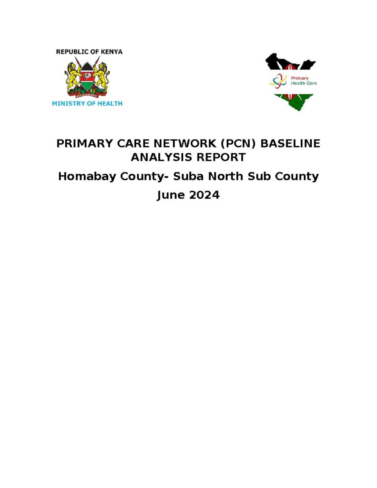 PCN Baseline Analysis Report for HFs - Homabay County, June 2024 - Studocu
