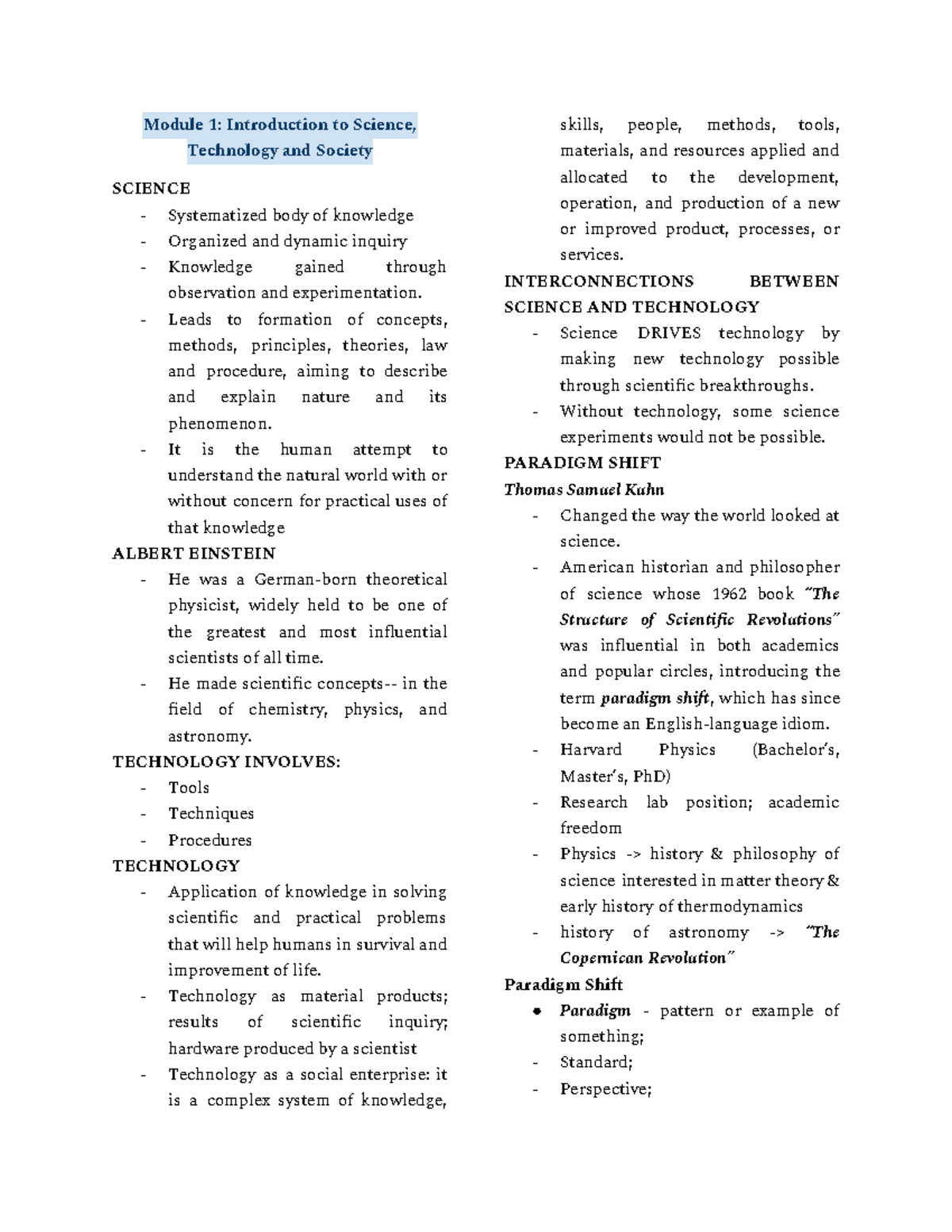 STS - Lessons on Science, Technology, and Society Dynamics - Studocu