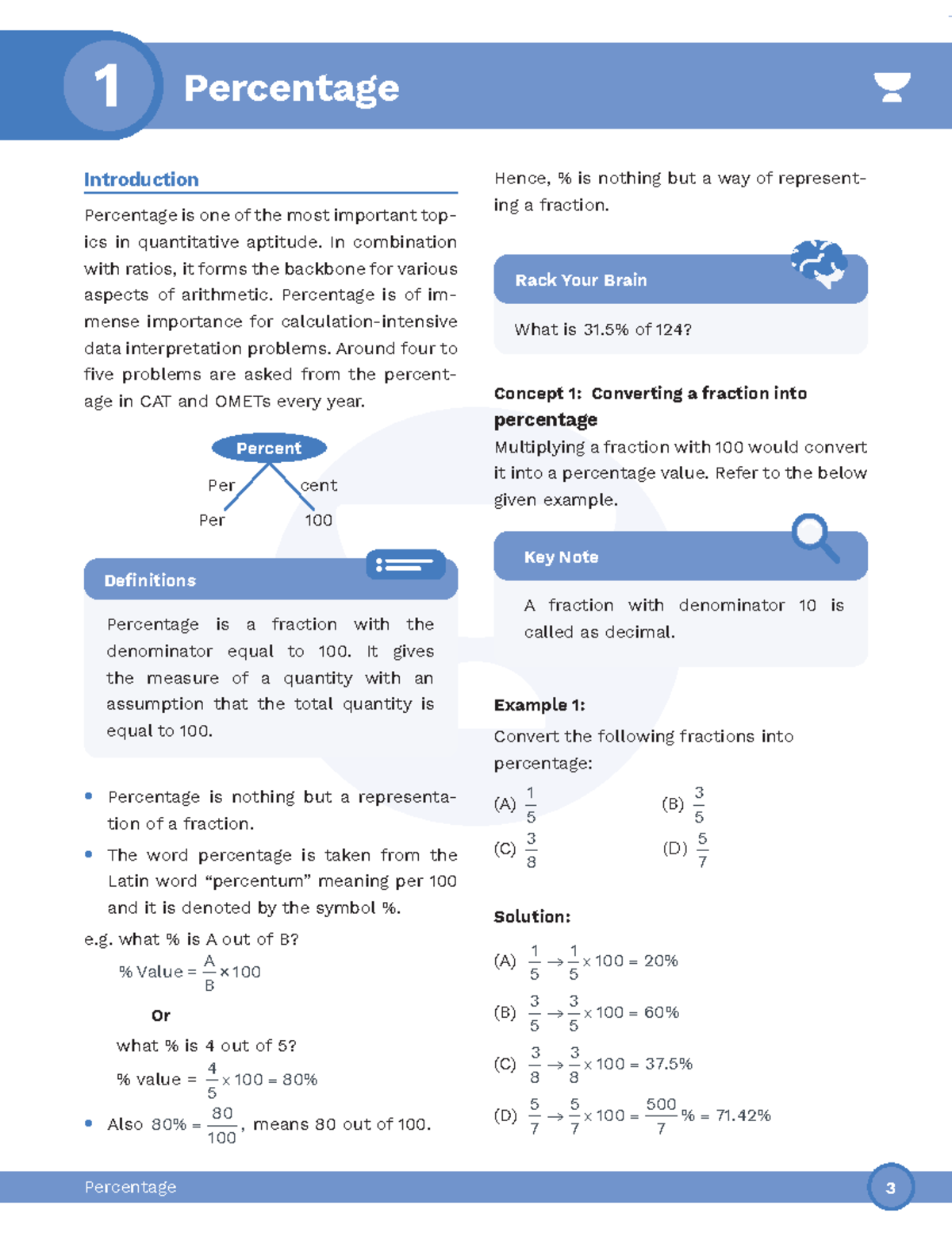 Percentage - Percentage 1 Introduction Percentage is one of the most ...
