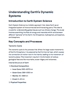 Earth Systems Science Overview: Geological Processes and Human Impacts ...