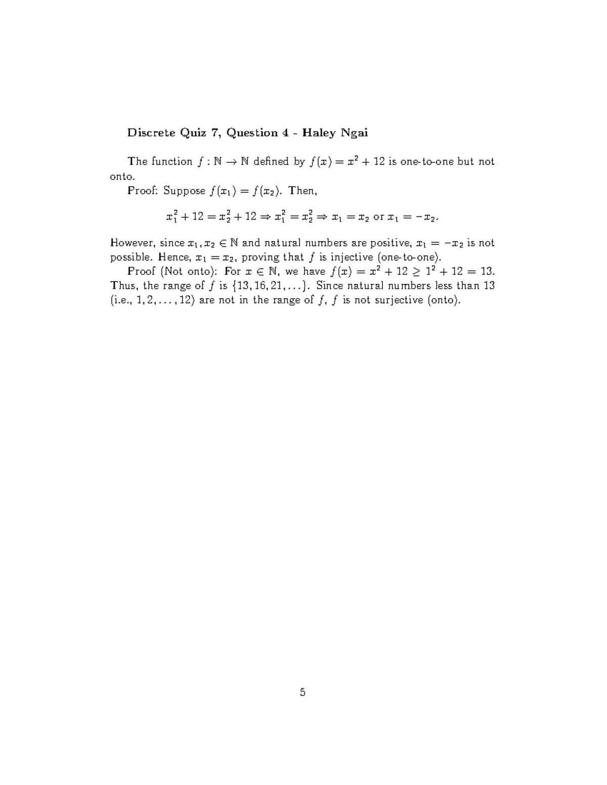Discrete Math Quiz 7: Question 4 Analysis and Proof - Studocu