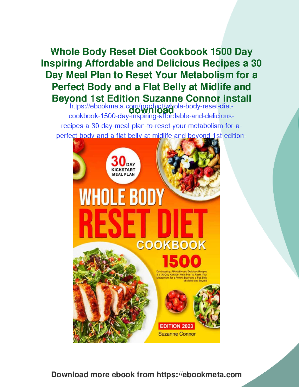 Whole Body Reset Diet Cookbook: 30-Day Meal Plan for Metabolism Reset ...