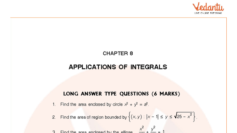 Important Questions Class 12 Maths CH 8: Applications of Integrals ...