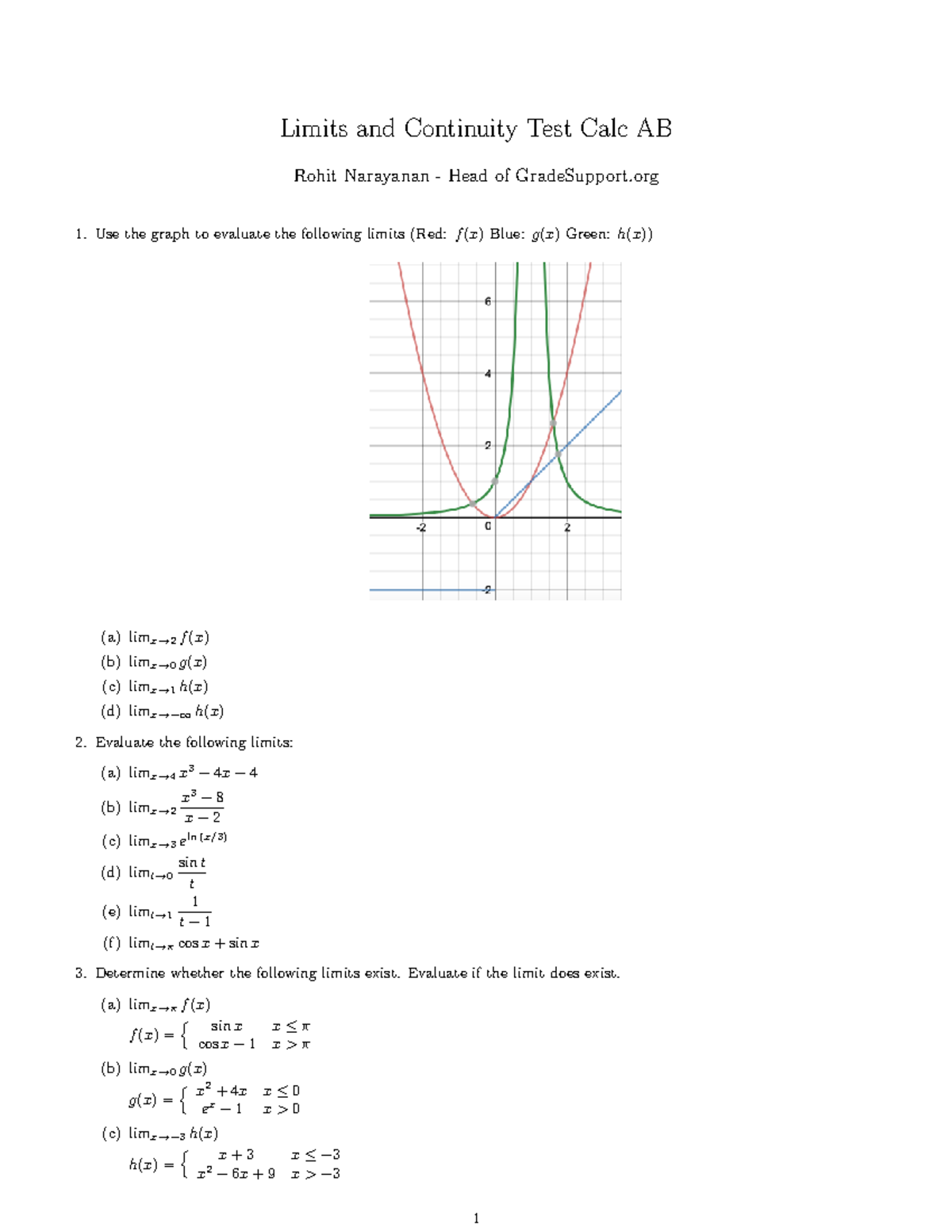 Limits and Continuity Test - Calc AB Independent Study (25) - Studocu