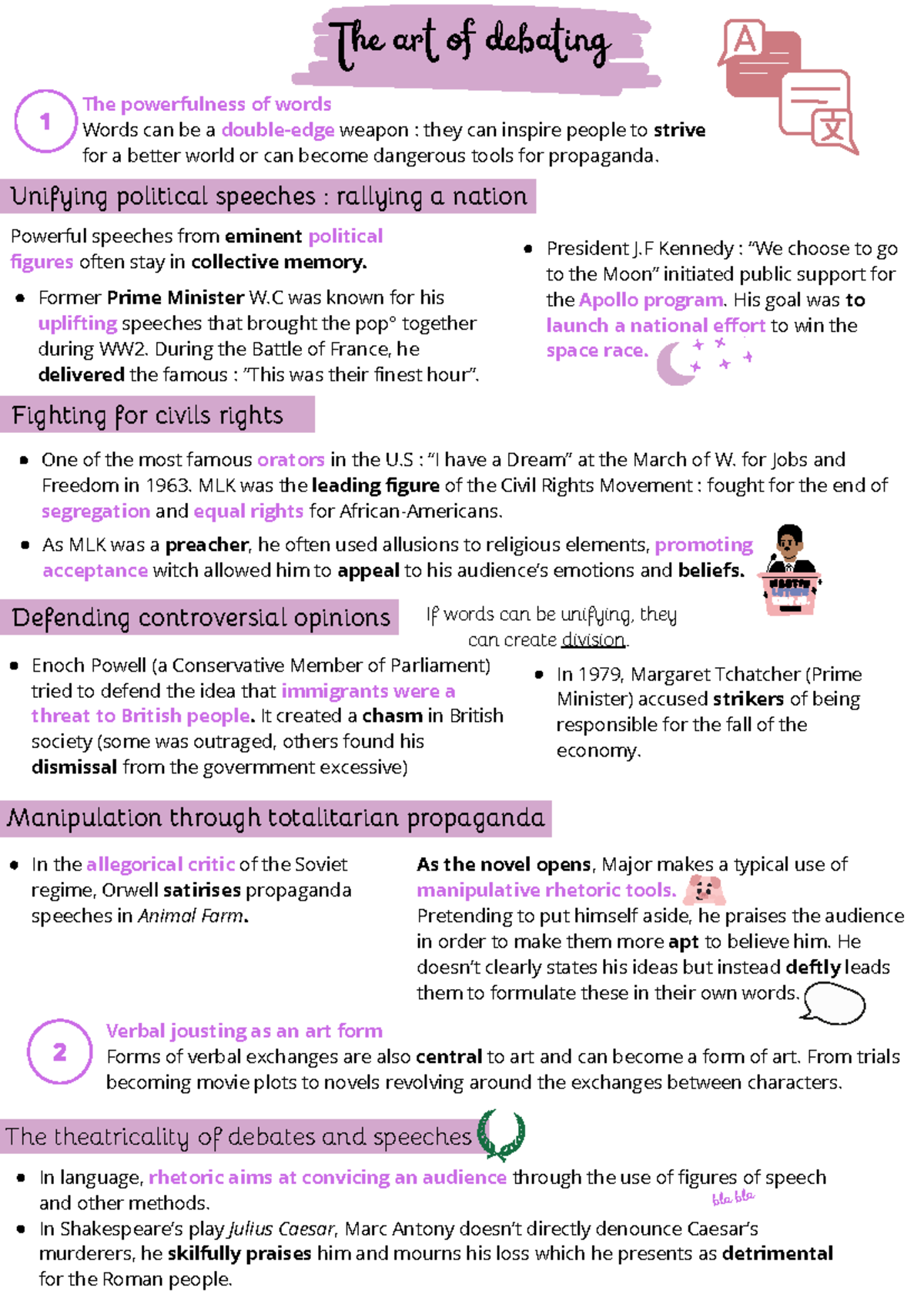Art theme - The art of debating - As the novel opens, Major makes a ...