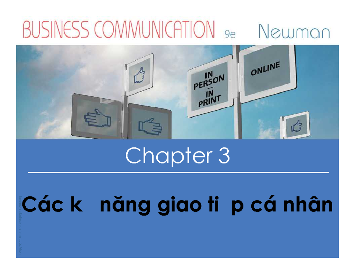 Ch 3 Students PPT - slide - Chapter 3 Các kÿ năng giao ti¿ p cá nhân Mÿ c tiêu cÿ a ch± ¡ ng ï ...