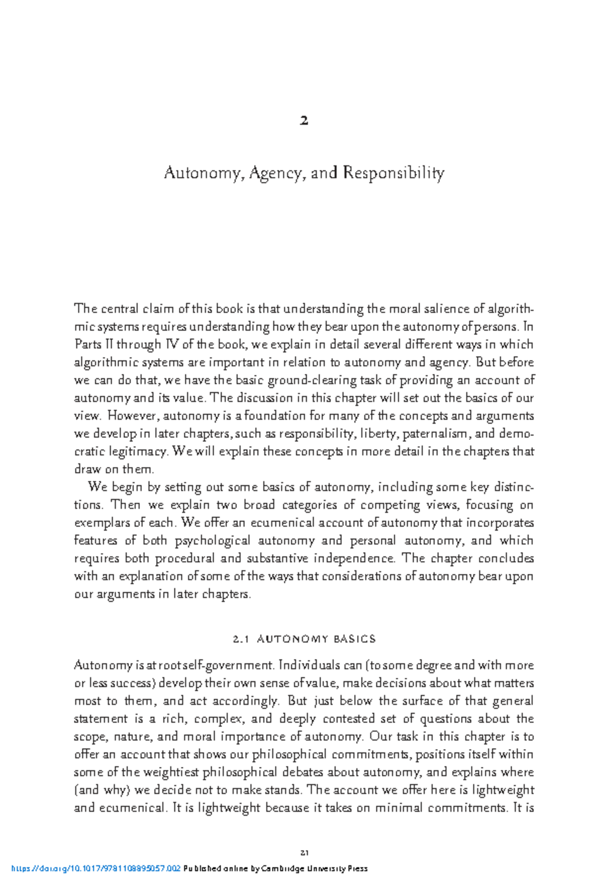 Autonomy agency and responsibility - 2 Autonomy, Agency, and ...