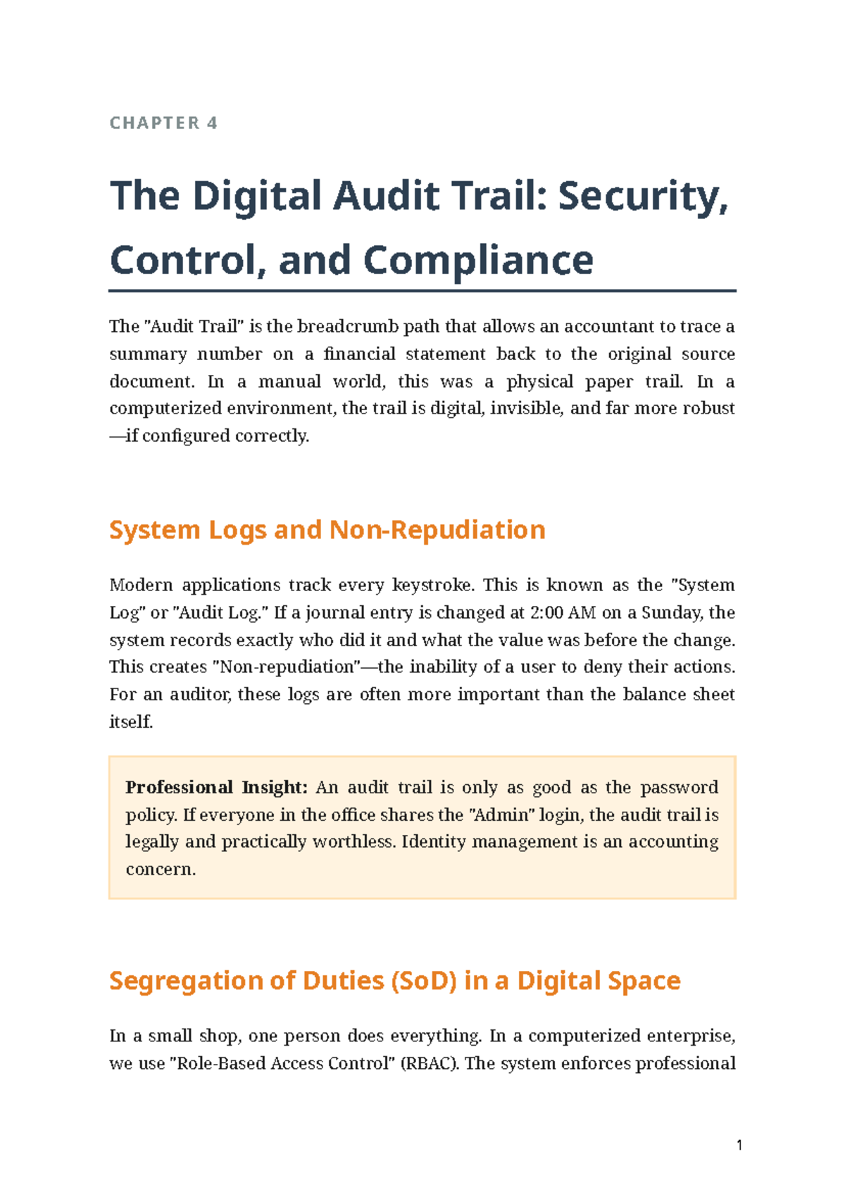 CHAPTER 4: Digital Audit Trail - Security & Compliance (ACCT 101) - Studocu