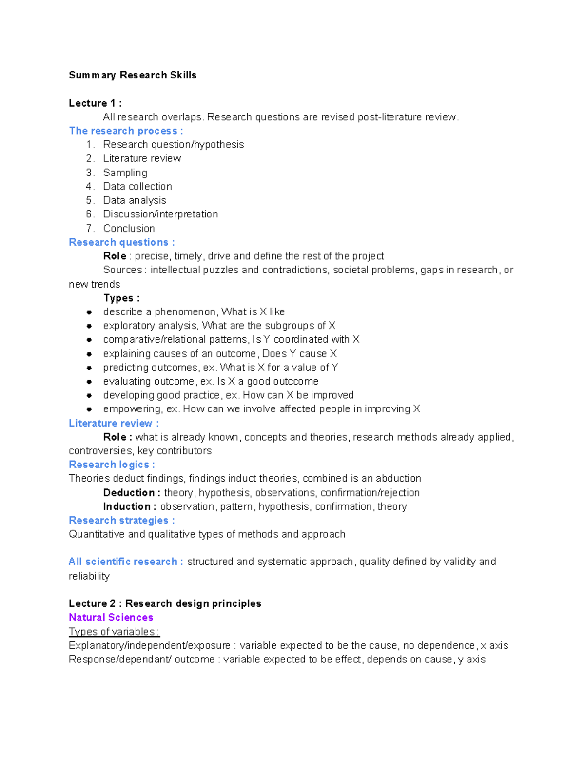 Summary of Research Skills GSS: Lecture Insights and Key Concepts ...
