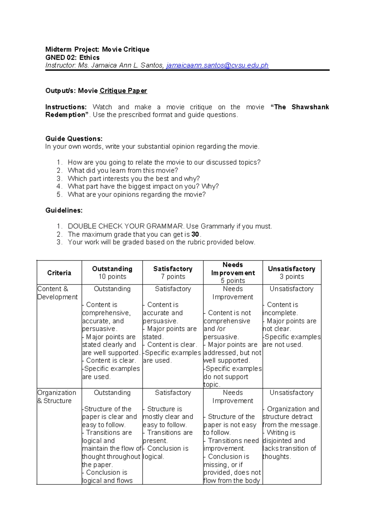 Capstone Project Peer Evaluation - STEM 12-D Group 3 Notes - Studocu