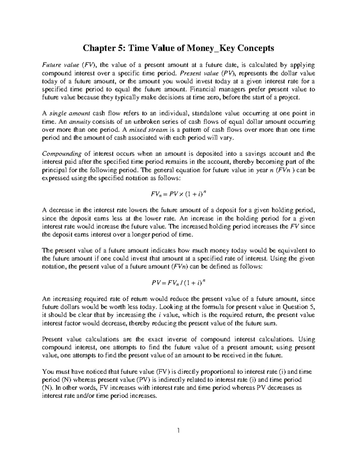 Chapter 5: Time Value of Money Concepts - LAW1 - Studocu