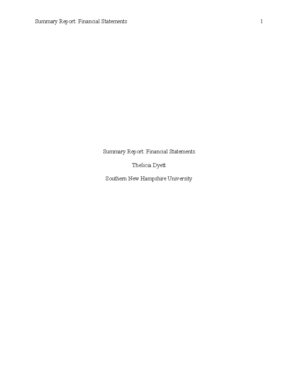 ACC 201 Project Summary Report: Financial Statements Analysis - Studocu