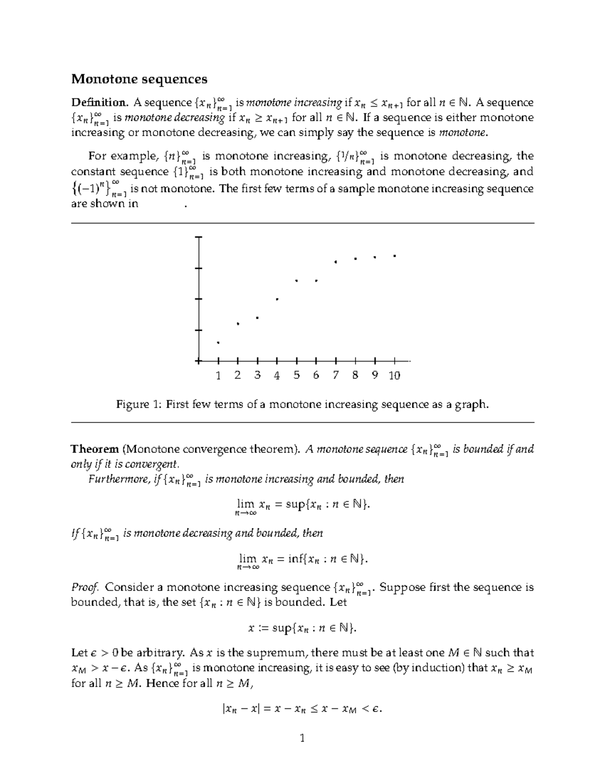 Monotone Sequences and Convergence Theorem - Week 6 Notes - Studocu