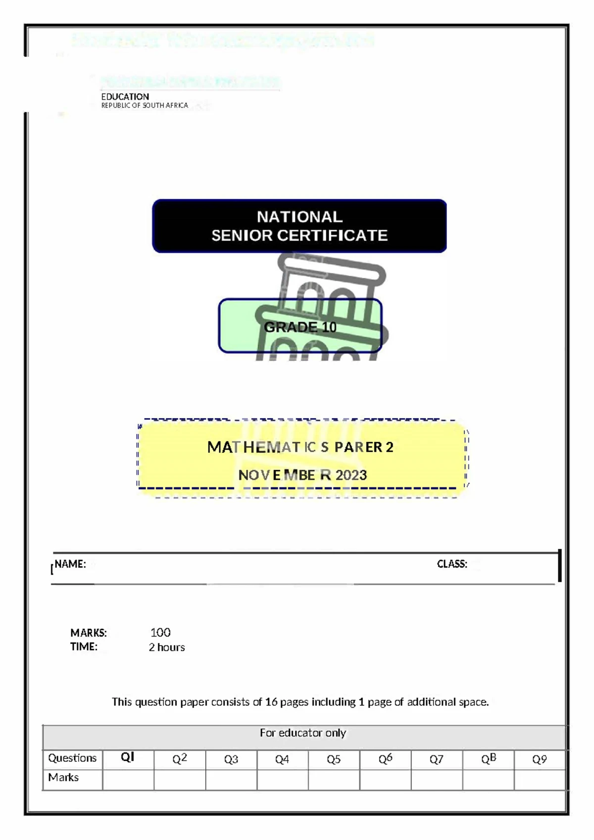 MATH GRADE 12 MARCH 2025 CONTROLLED TEST QUESTIONS & MEMO - Studocu
