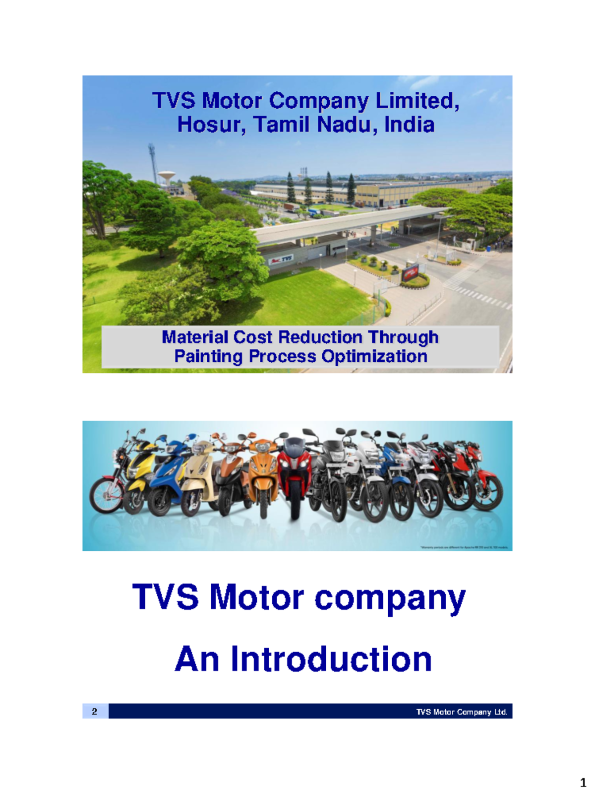 TVS Motor Company: Material Cost Reduction through Painting Process ...