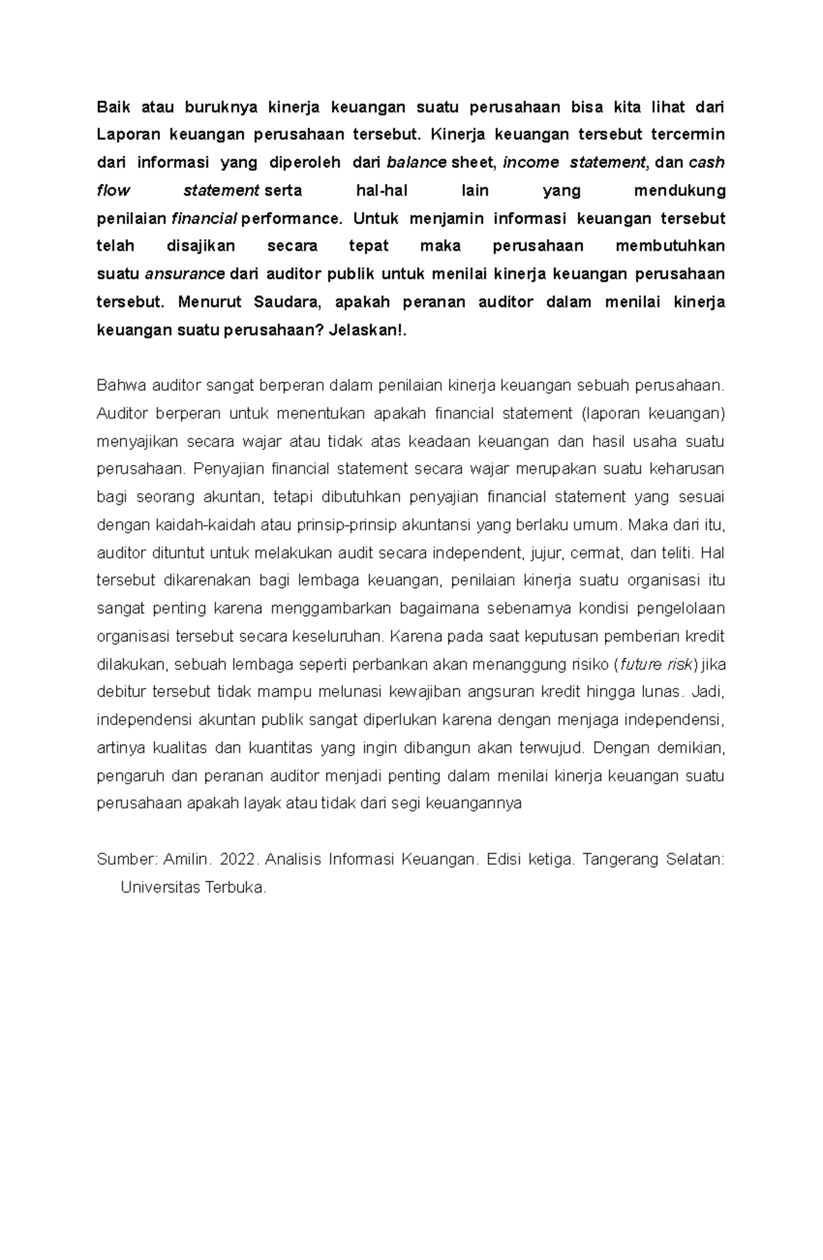 Tugas Sesi 7 - Gdddd - Baik atau buruknya kinerja keuangan suatu ...