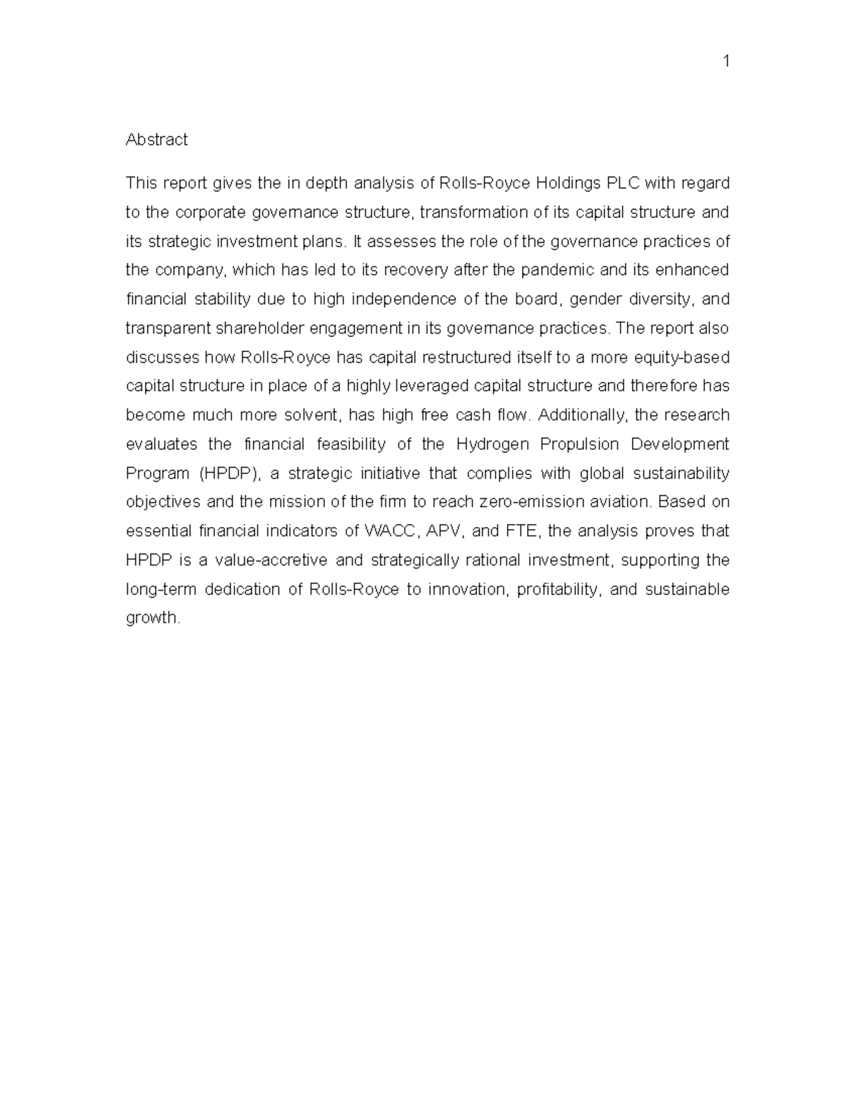 RR Corporate Governance & Capital Structure Analysis Report - Studocu