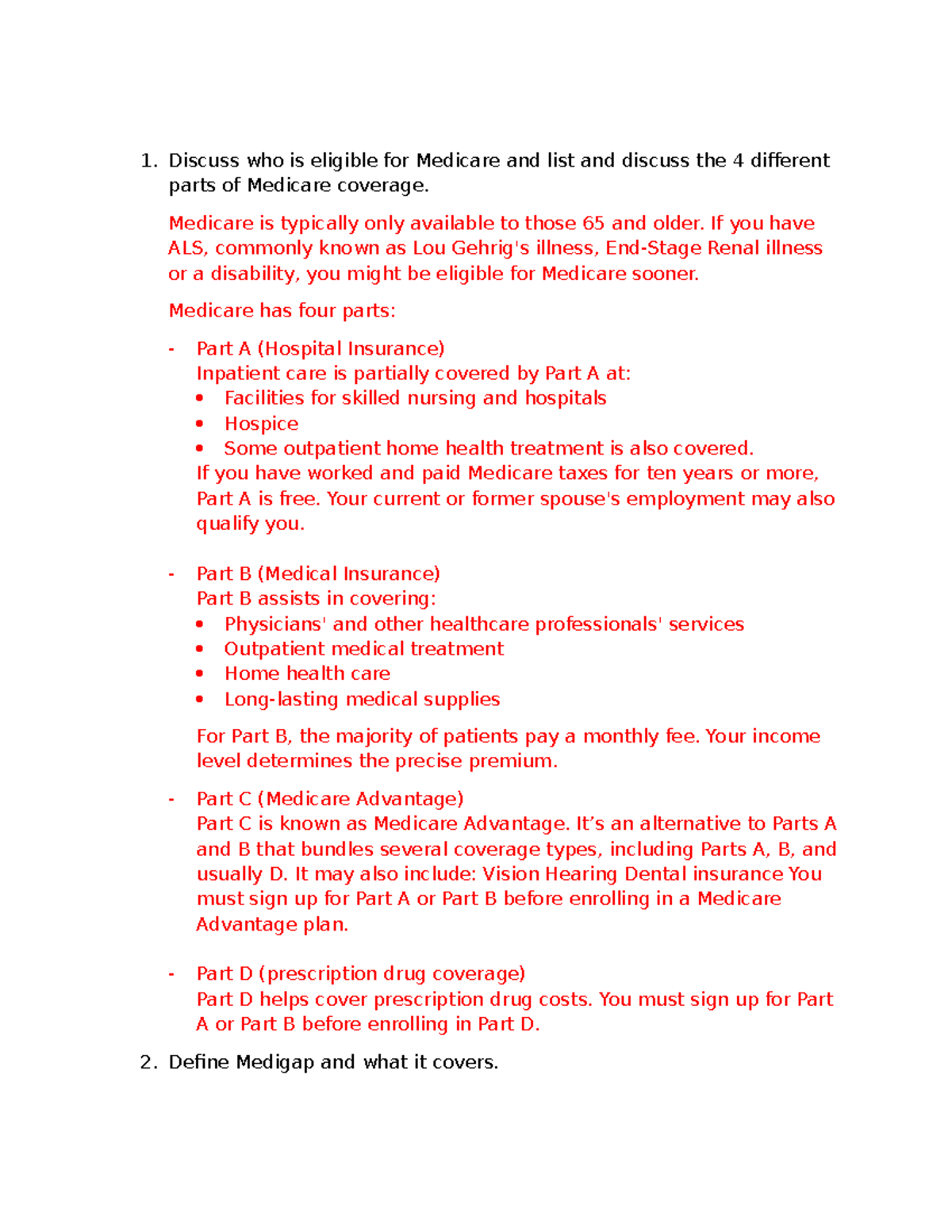 Medicare Eligibility & Coverage: Parts A, B, C, D Explained - Studocu