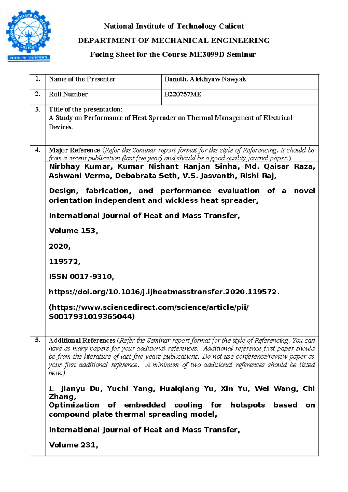 3. Facing Sheet Format - Ambitiud for the subject - National Institute ...