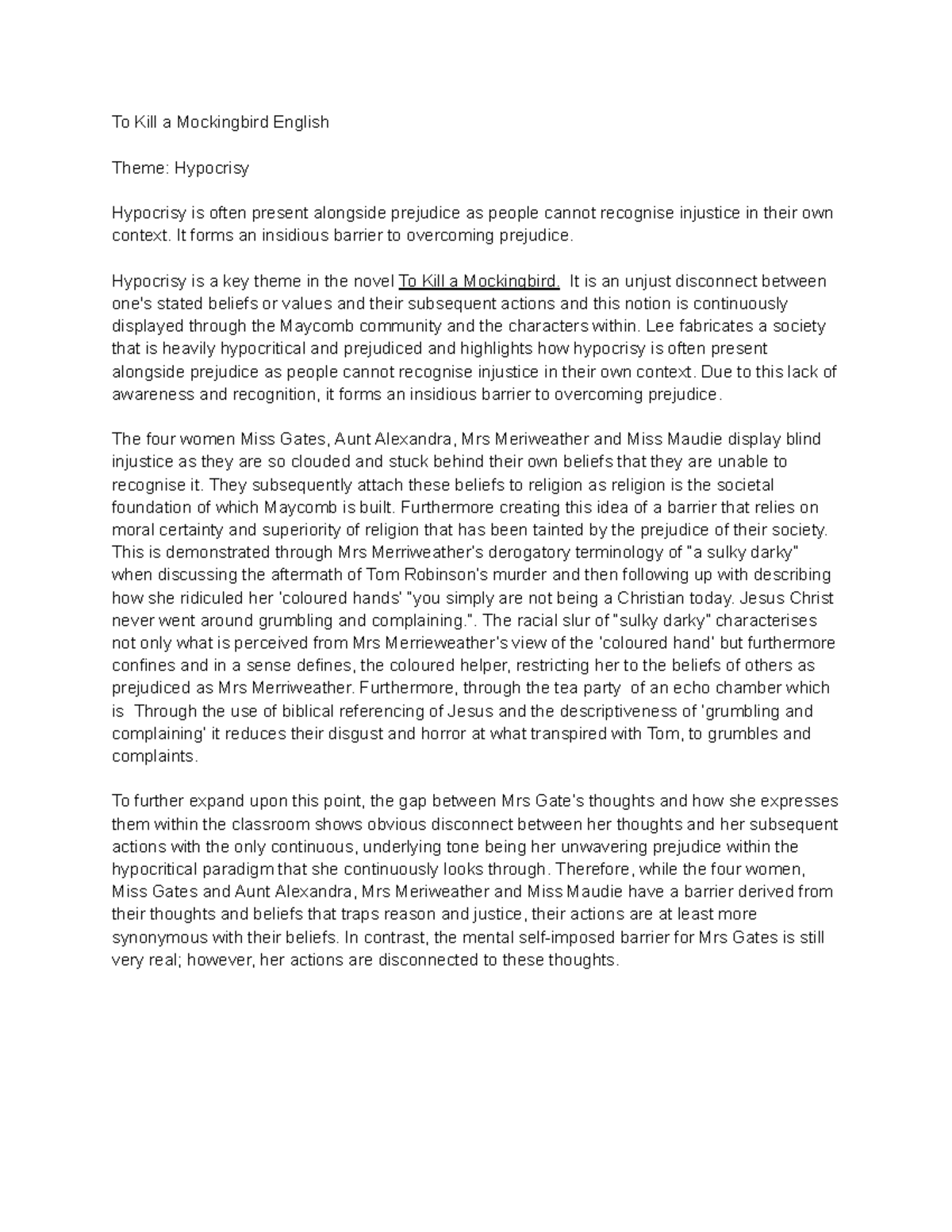 English Paragraph - How to Kill a Mockingbird Essay - To Kill a ...