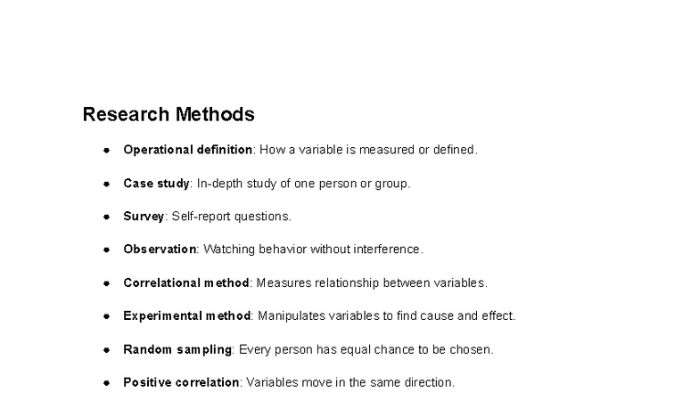 Research Methods & The Biology of Behavior: Key Concepts & Definitions ...