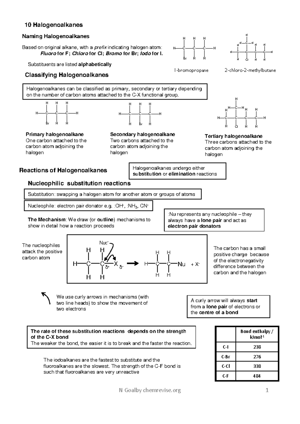 10 Halogenoalkanes and Alcohols: Naming, Reactions, and Mechanisms ...