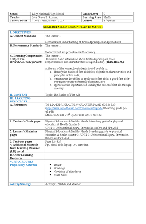Zumba Fitness Lesson Plan for PE 9: Engaging Students in Active ...