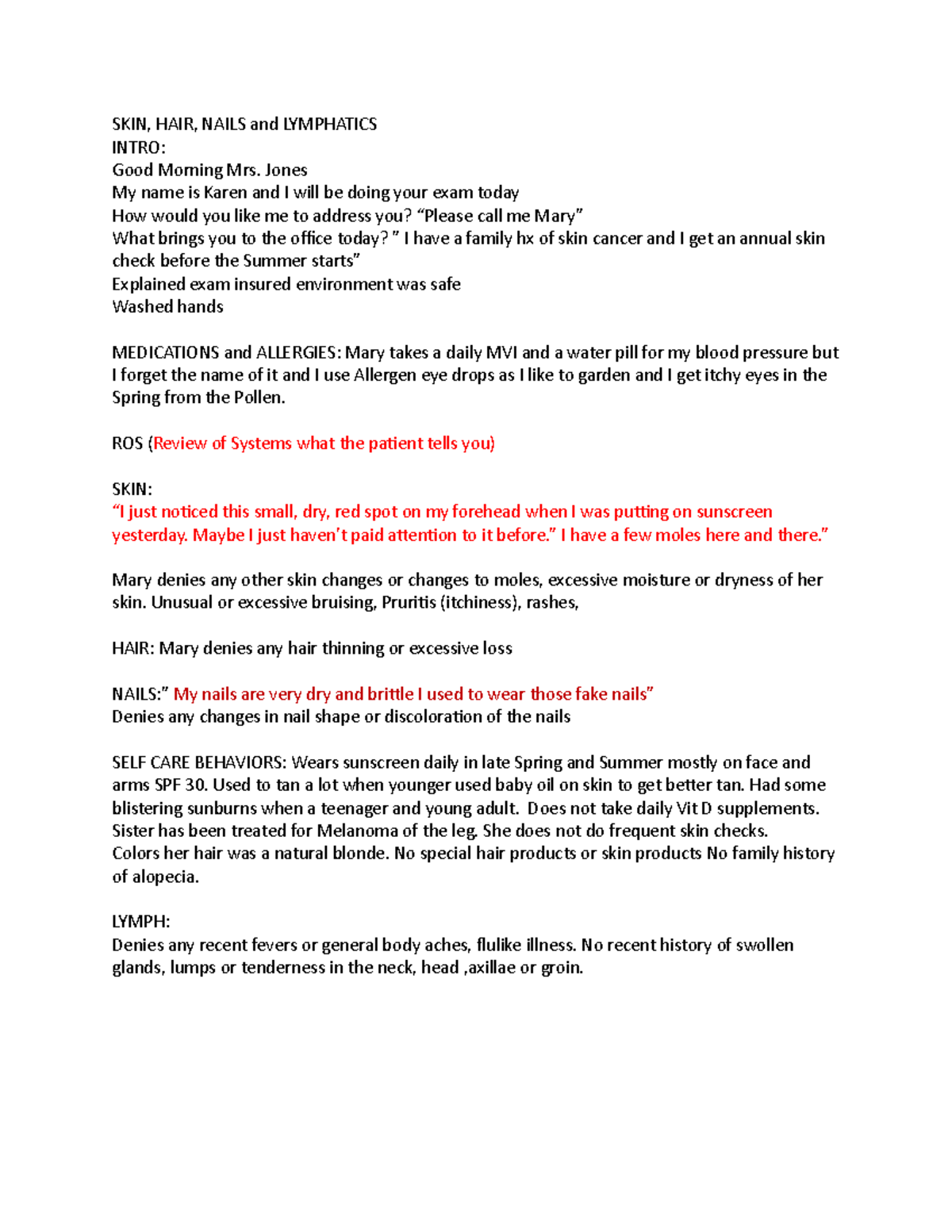 Skin, Hair, and Nails Assessment: Patient Case Study Example - Studocu